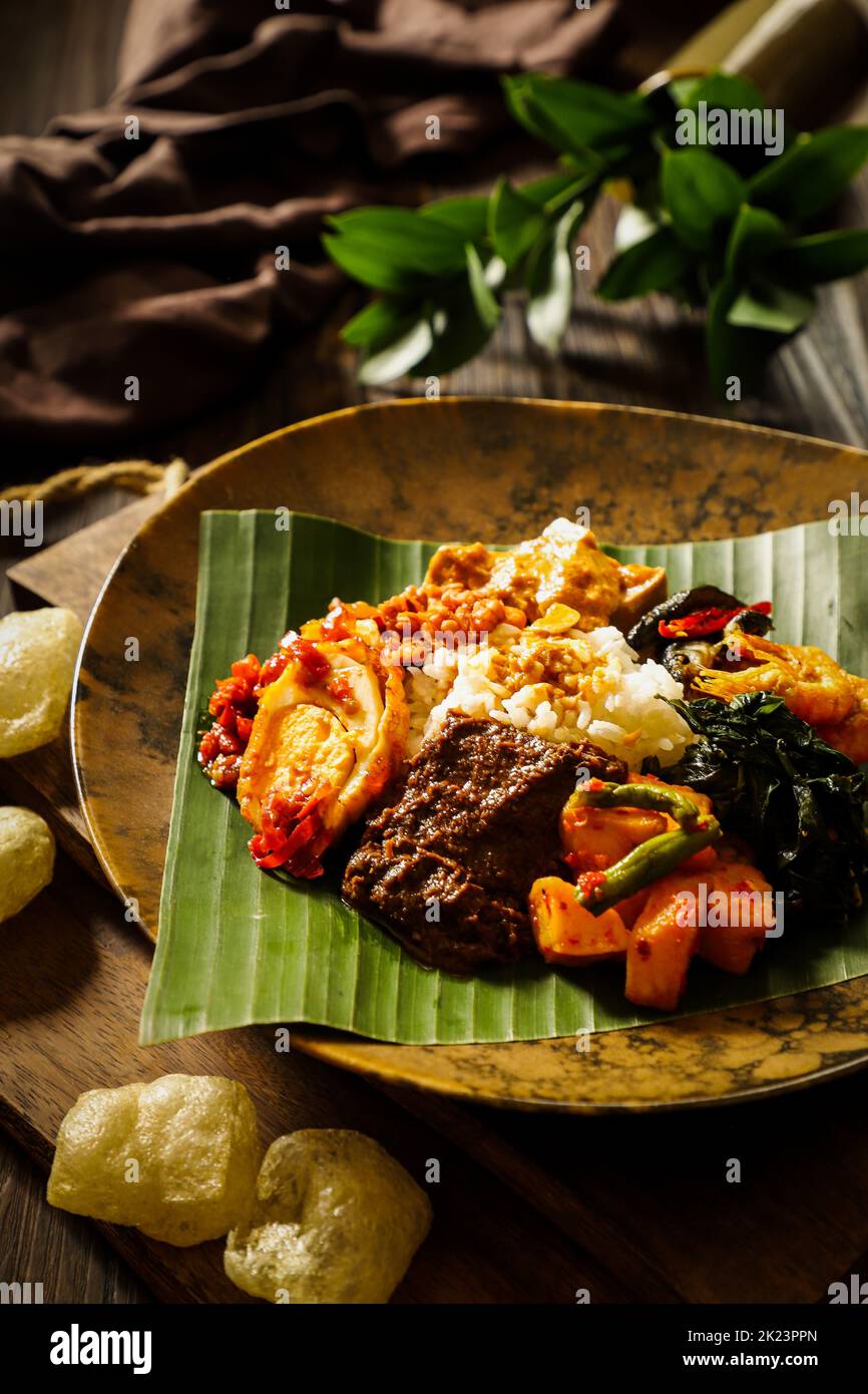 Nasi Padang. Traditional meal of rice with various Minangese side ...