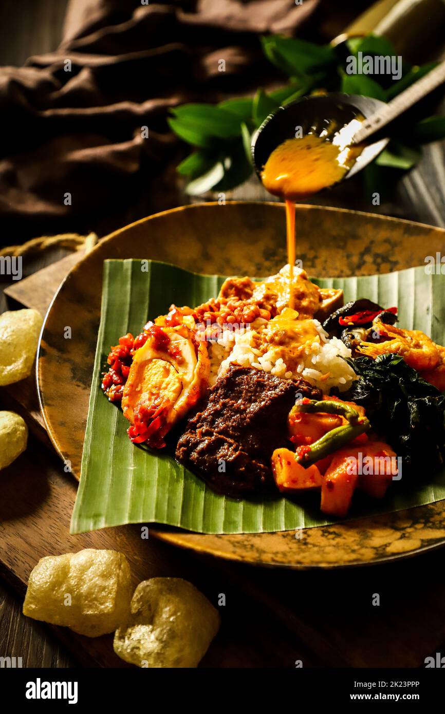 Nasi Padang. Traditional meal of rice with various Minangese side ...
