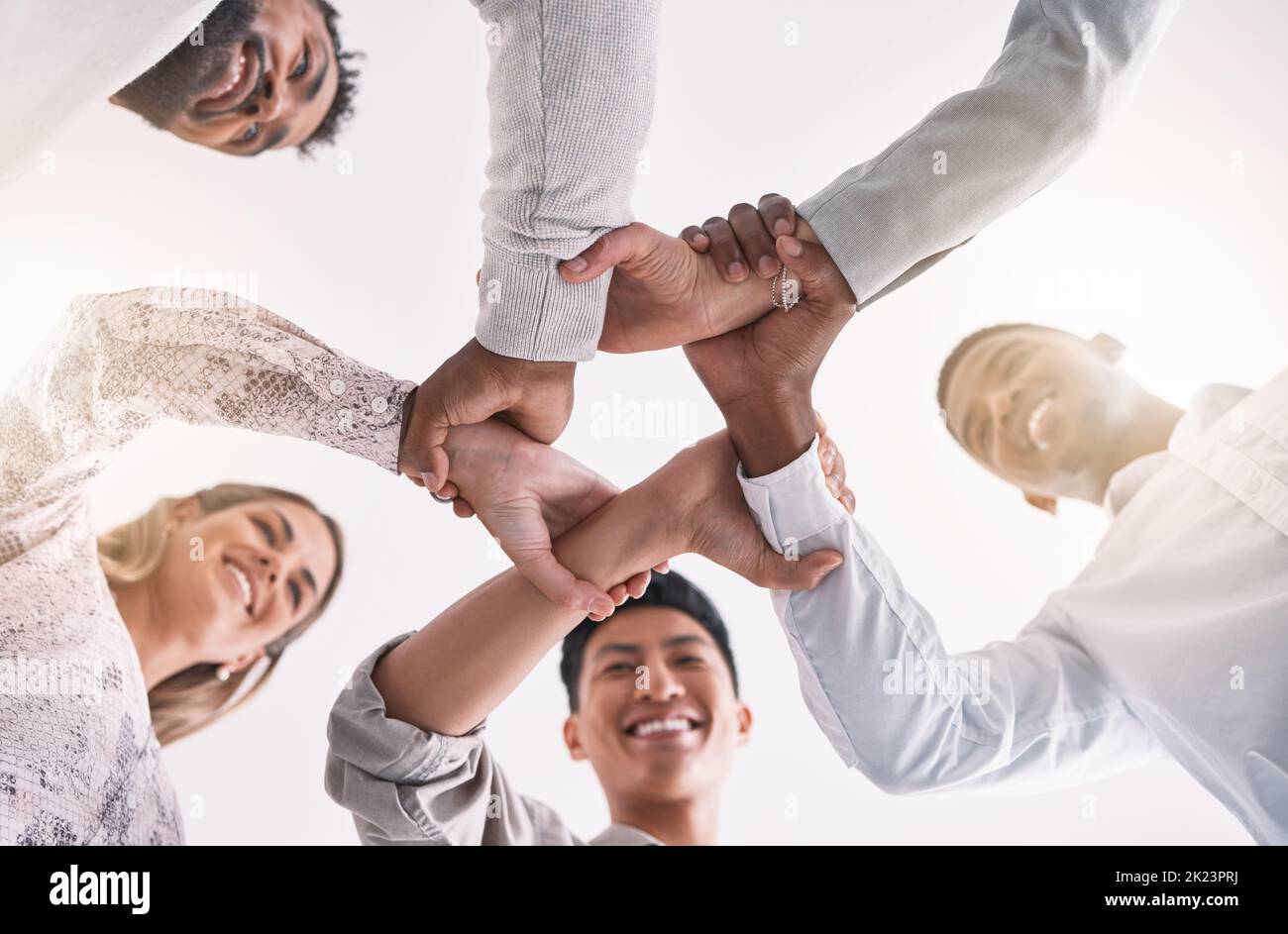 Teamwork hands, wrist and unity in collaboration, motivation and ...