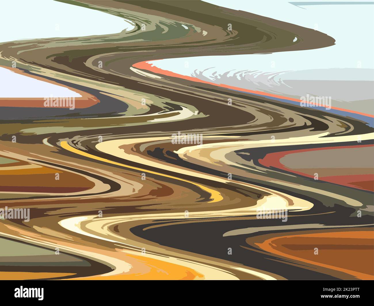 Multicolored wavy horizontal splashes-vector illustration. Textural ...