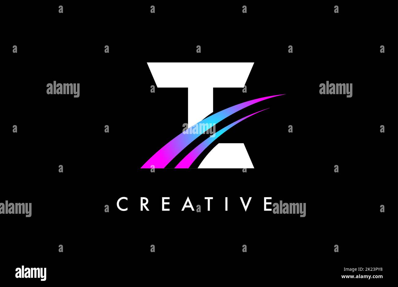 Letter I Logo Design Vector with Curved Purple Blue Swoosh Lines and ...