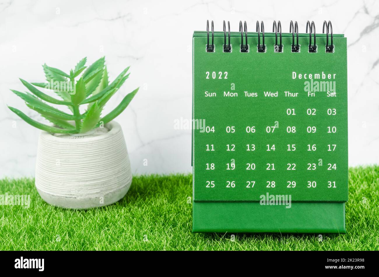 Green December 2022 Monthly desk calendar for 2022 year on grass Stock ...