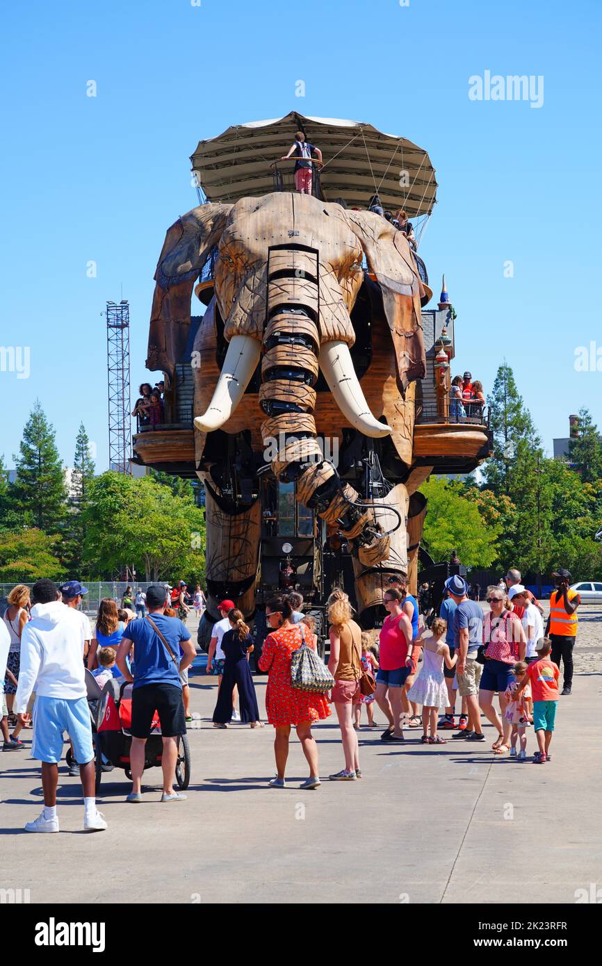 NANTES, FRANCE -10 AUG 2022- View of the Great Elephant, a giant wooden ...