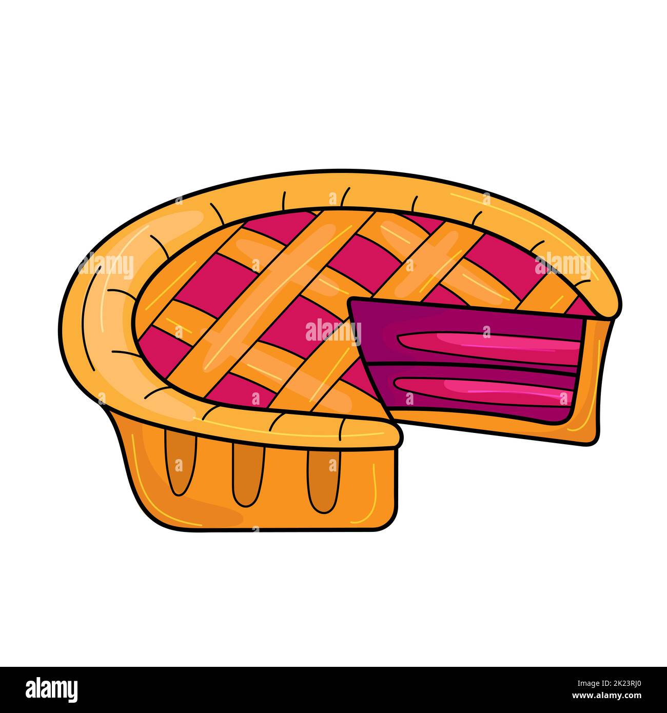 Cute cartoon pie. Cherry or bleuberry pie drawing. Cartoon image of ...