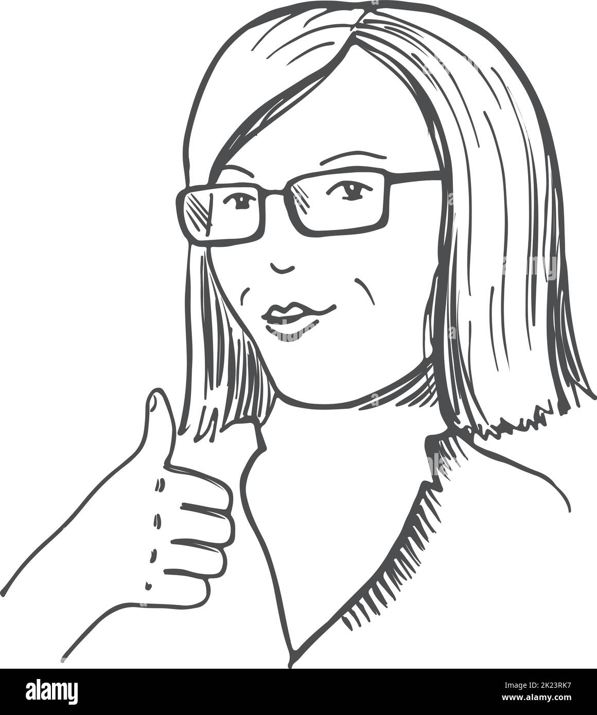 Portrait thumbs up happy Stock Vector Images - Alamy