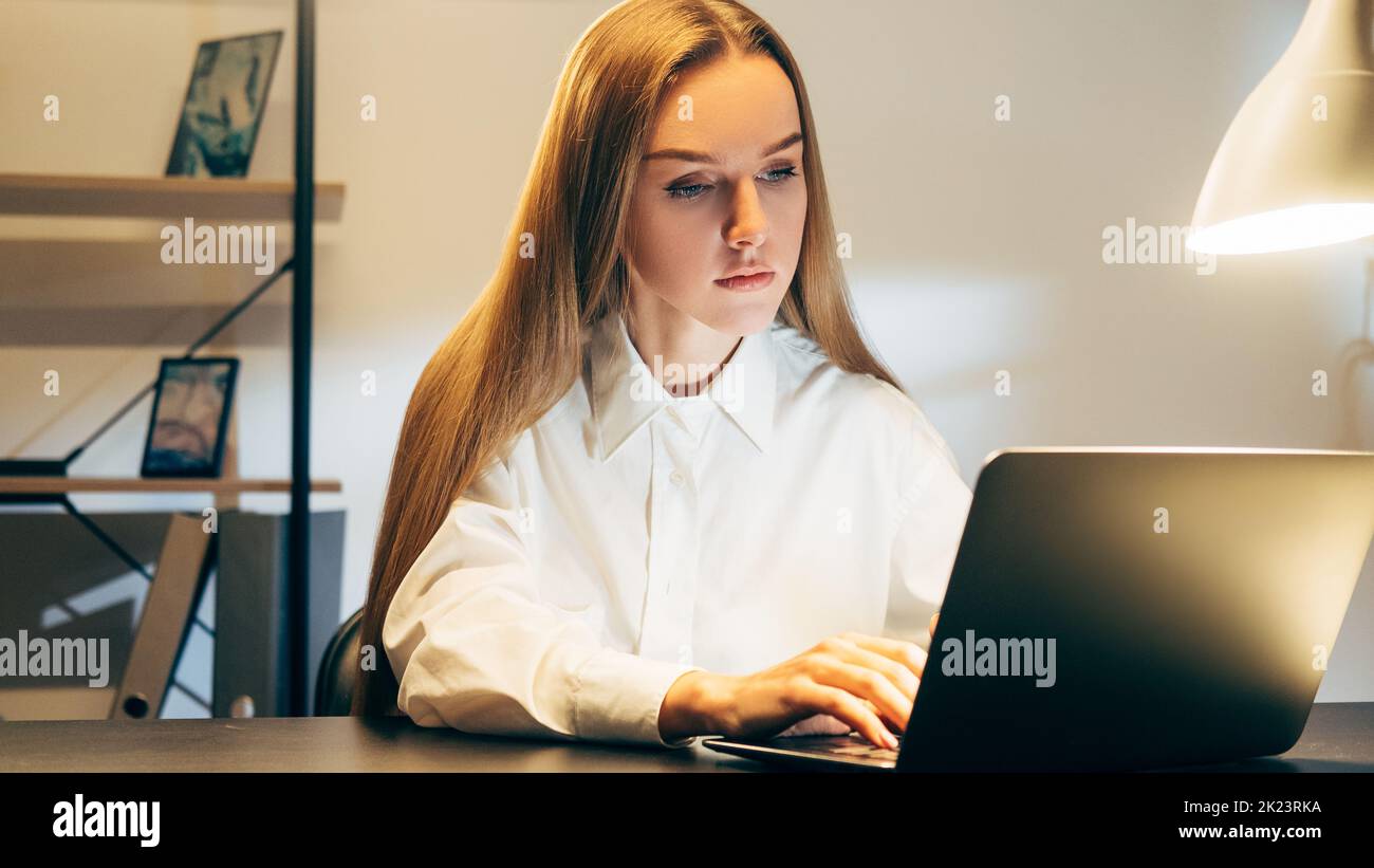 Virtual assistant. Work from home. Online business worker. Smart woman ...