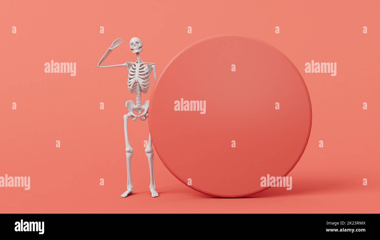 Fun halloween waving skeleton character. 3D Rendering Stock Photo - Alamy