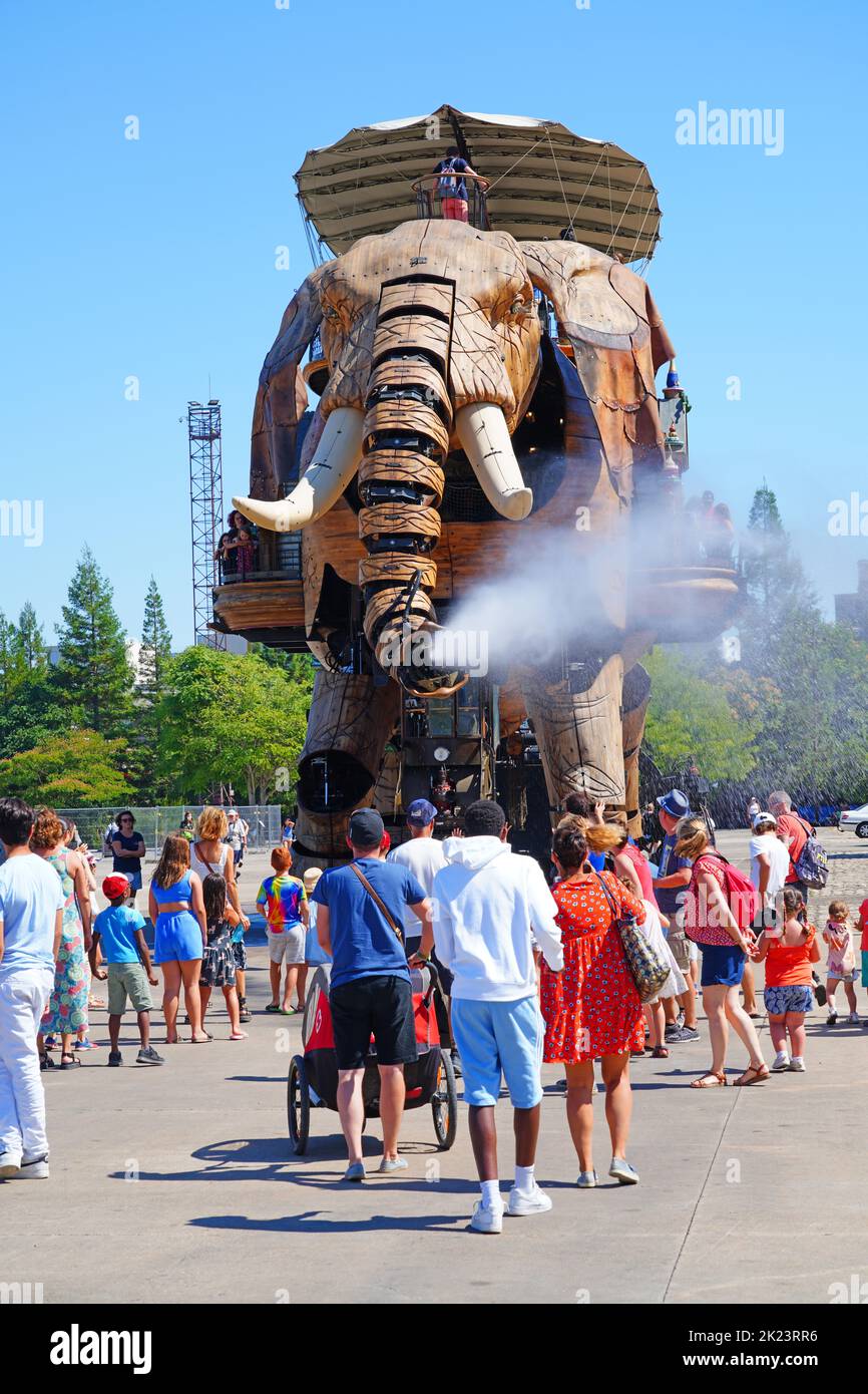 NANTES, FRANCE -10 AUG 2022- View of the Great Elephant, a giant wooden ...