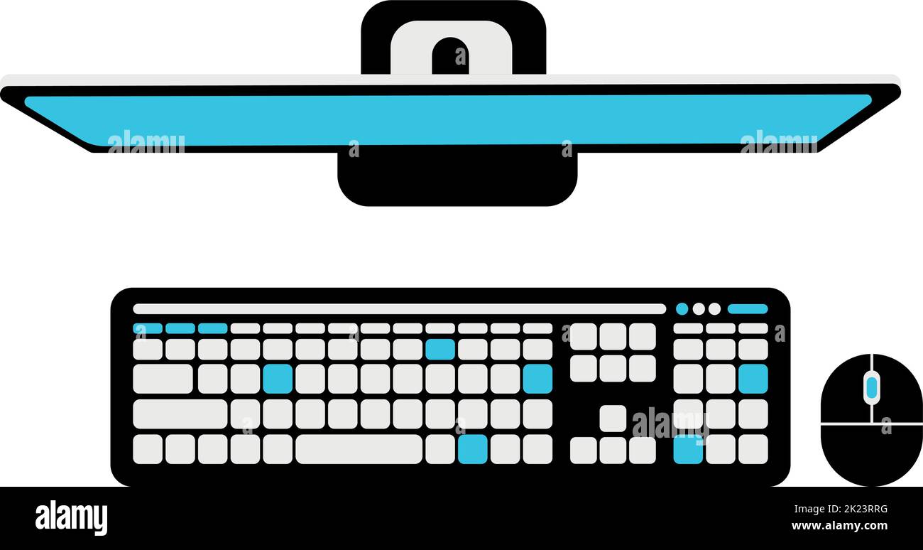 Personal computer top view. Pc keyboard and mouse Stock Vector Image ...
