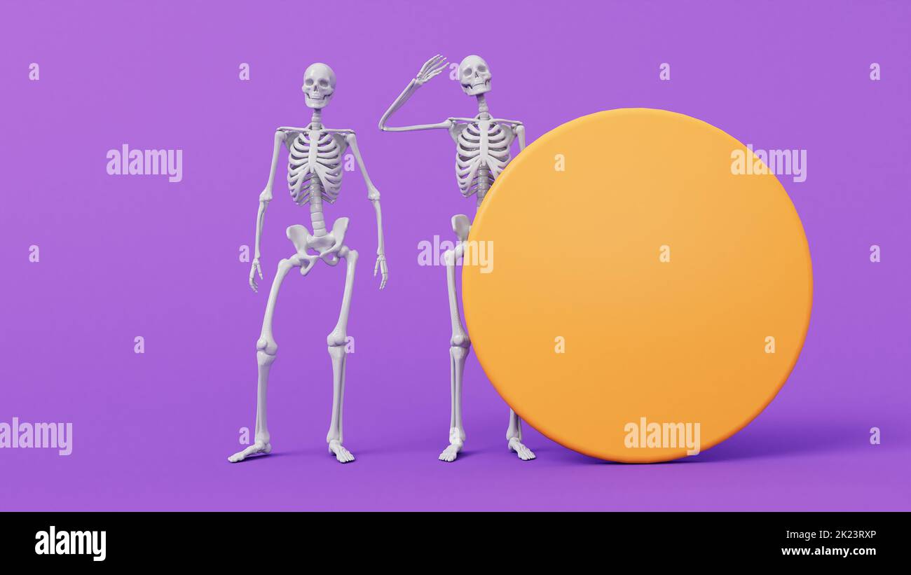 Fun halloween waving skeleton character. 3D Rendering Stock Photo - Alamy