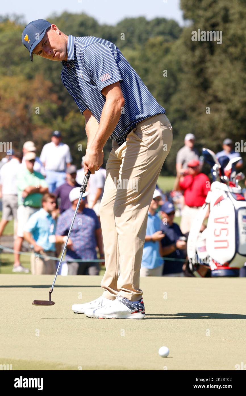 CHARLOTTE, NC - SEPTEMBER 21: USA Presidents Cup player Jordan Spieth putts during a practice ...