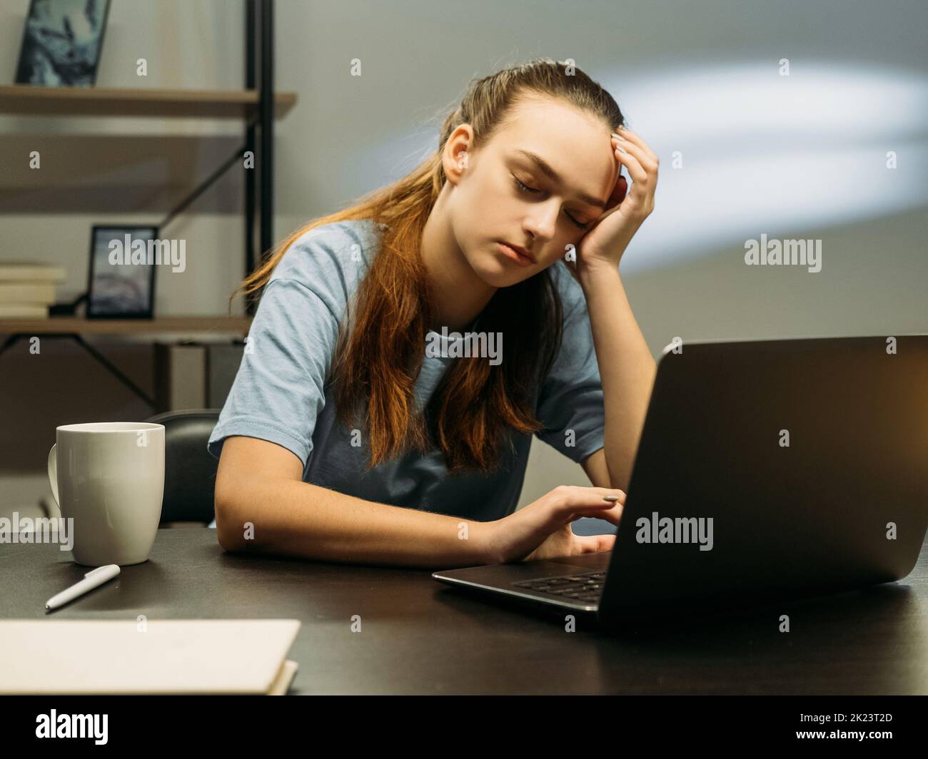 Work burnout. Unhealthy workload. Freelancer tiring lifestyle. Exhaused ...