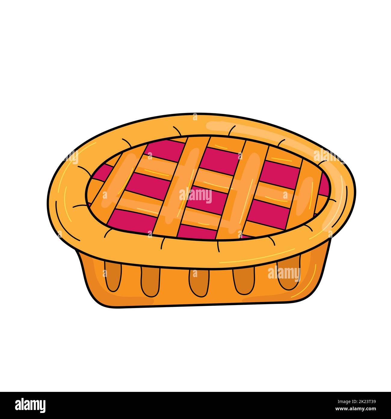 Cute cartoon pie. Cherry or bleuberry pie drawing. Cartoon image of ...