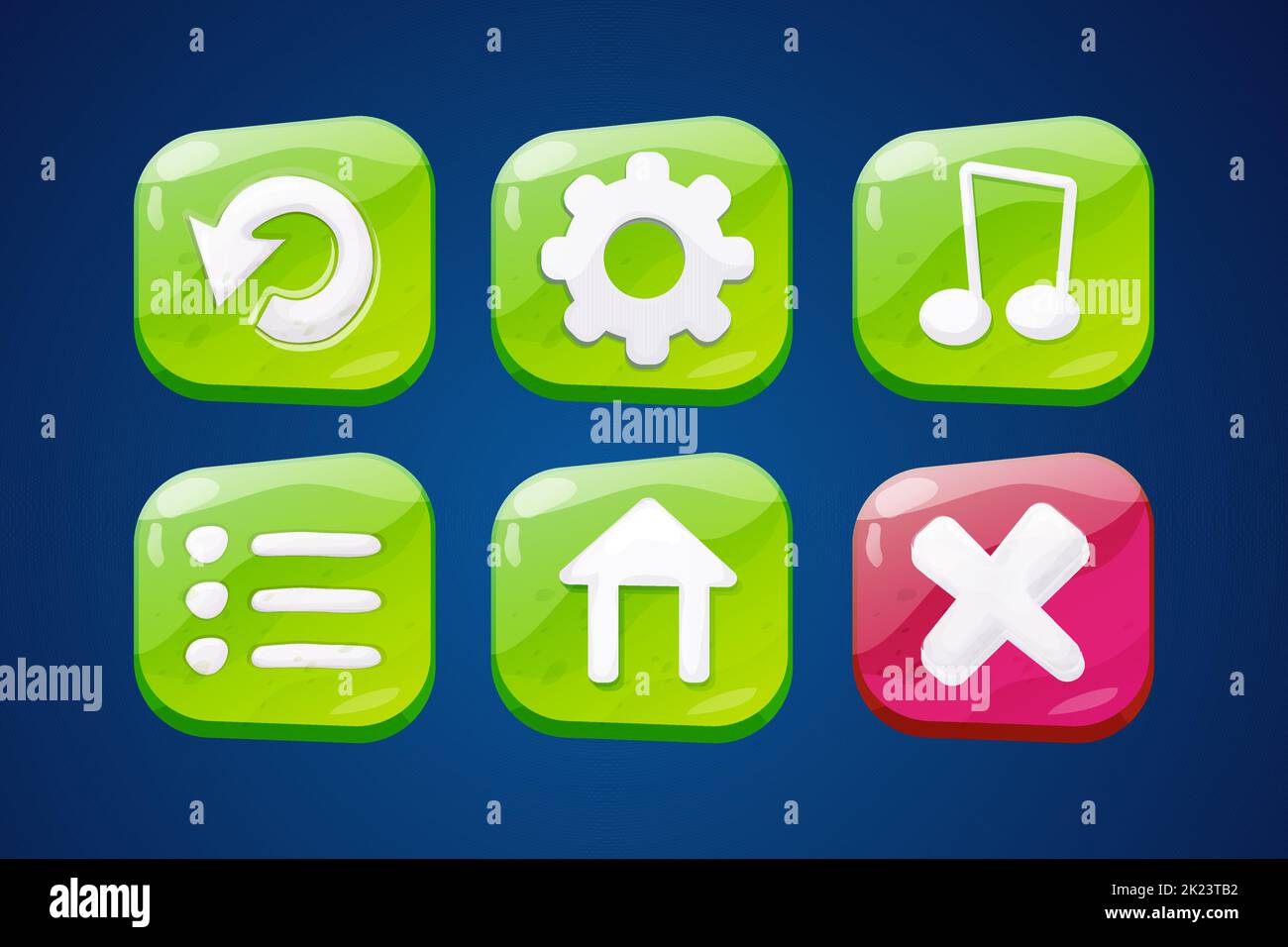 Set of game buttons, icons fantasy in funny cartoon style isolated on ...