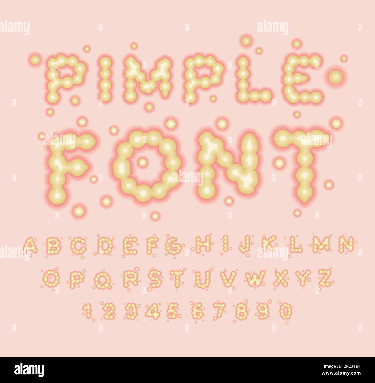 Pimple font. Acne letters. Allergy letters. ABC whelk. pustule alphabet ...