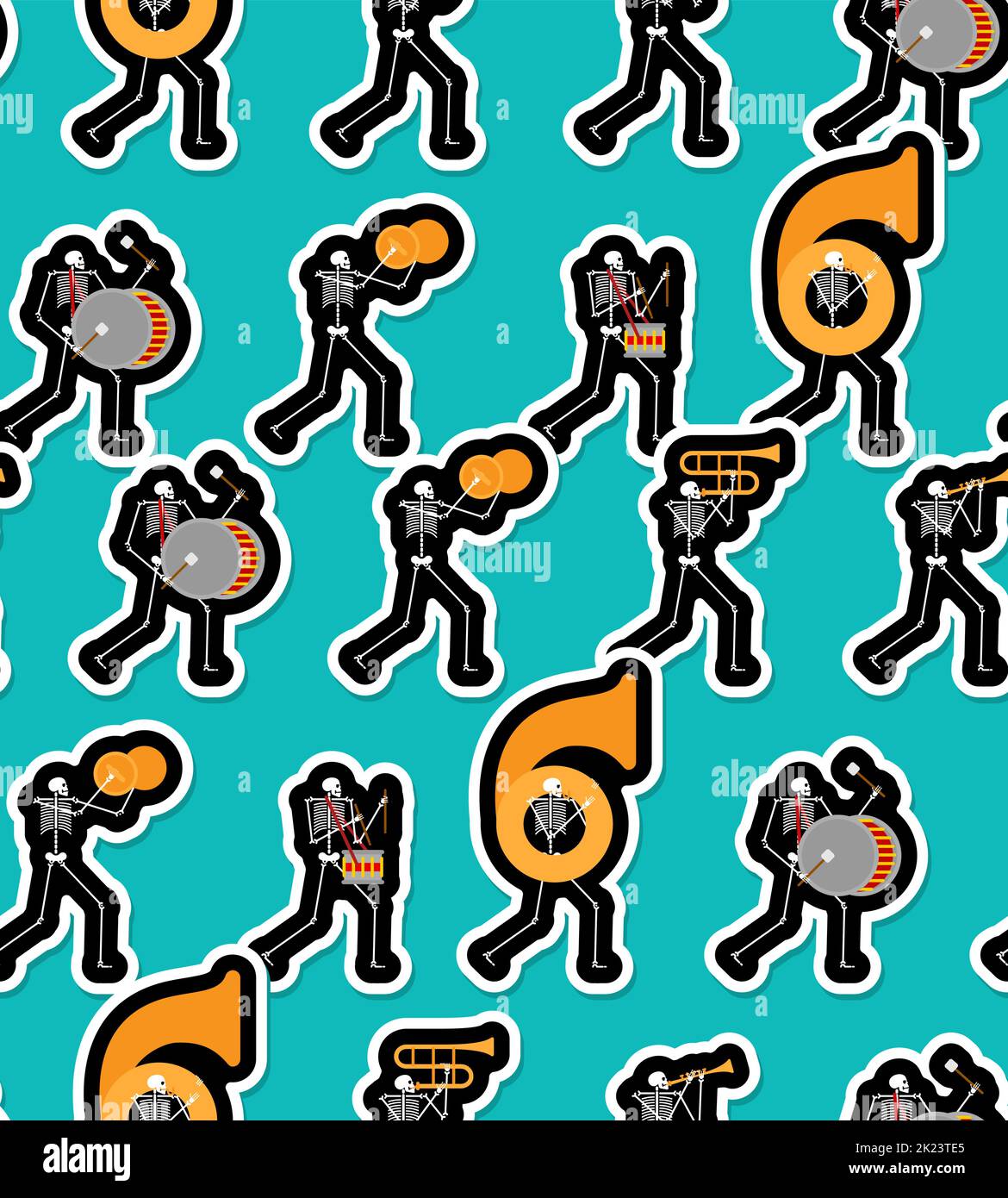 Skeleton music band pattern seamless. Skeletons musicians orchestra ...