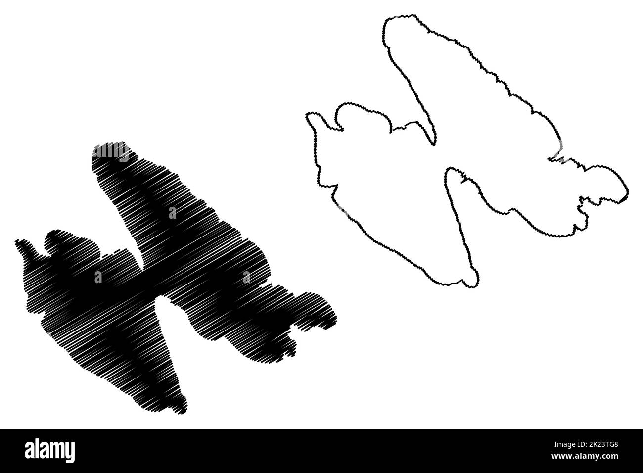 Ist island (Republic of Croatia, Adriatic Sea) map vector illustration ...