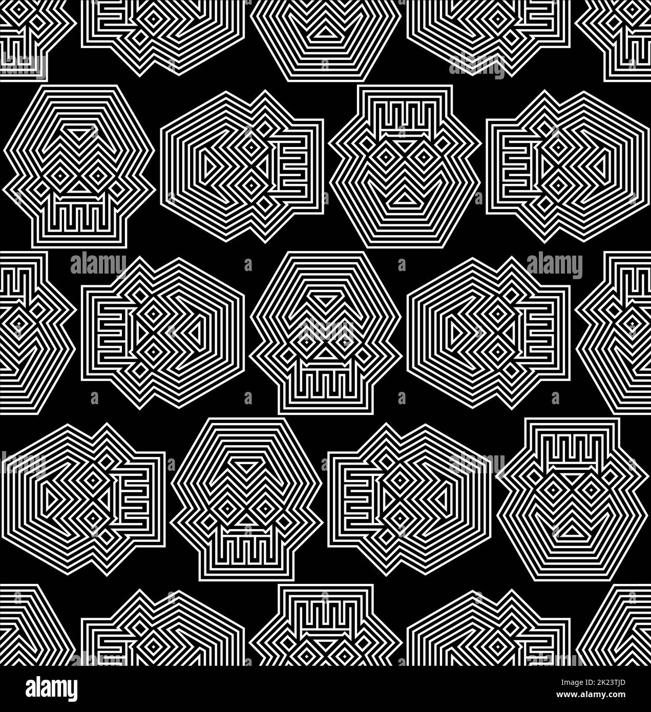 Geometric skull pattern seamless. Abstract skeleton head background ...