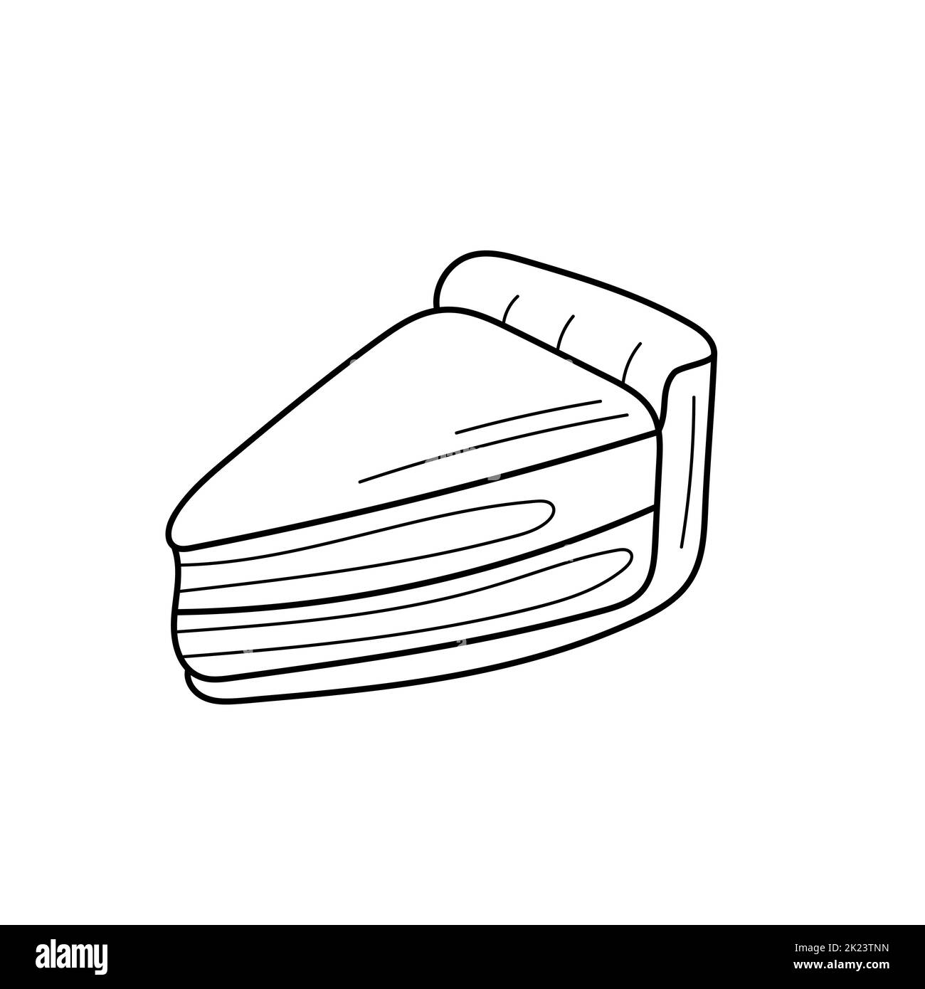 Piece of pie. Coloring book for children. Outline on a white background ...