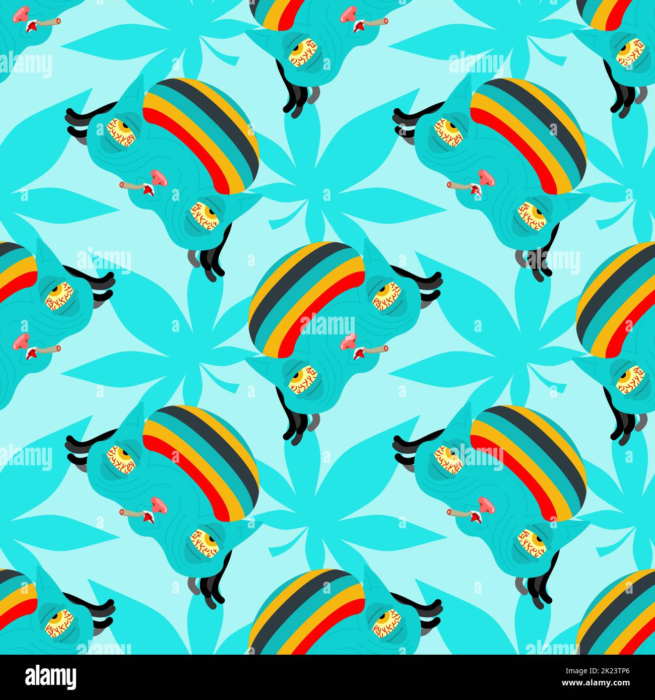 Stoned rasta cat pattern seamless. trippy pet. background Cat addict ...
