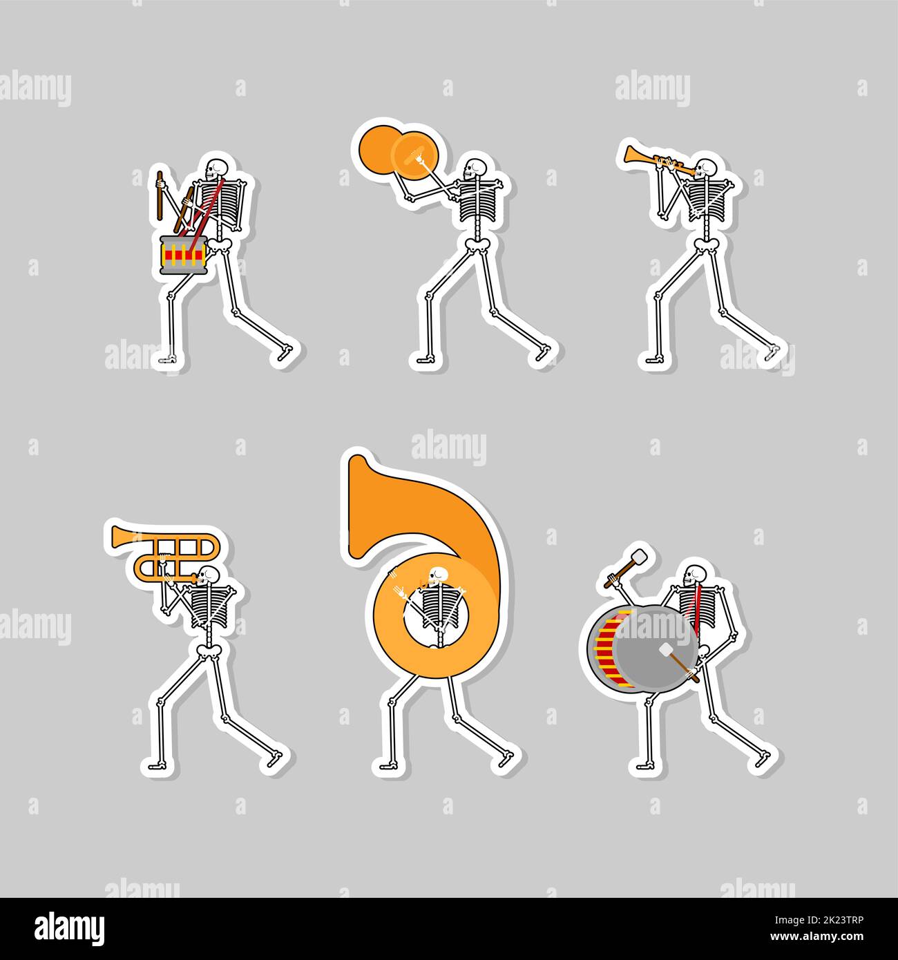 Skeleton music band. Skeletons musicians orchestra. Vector illustration ...