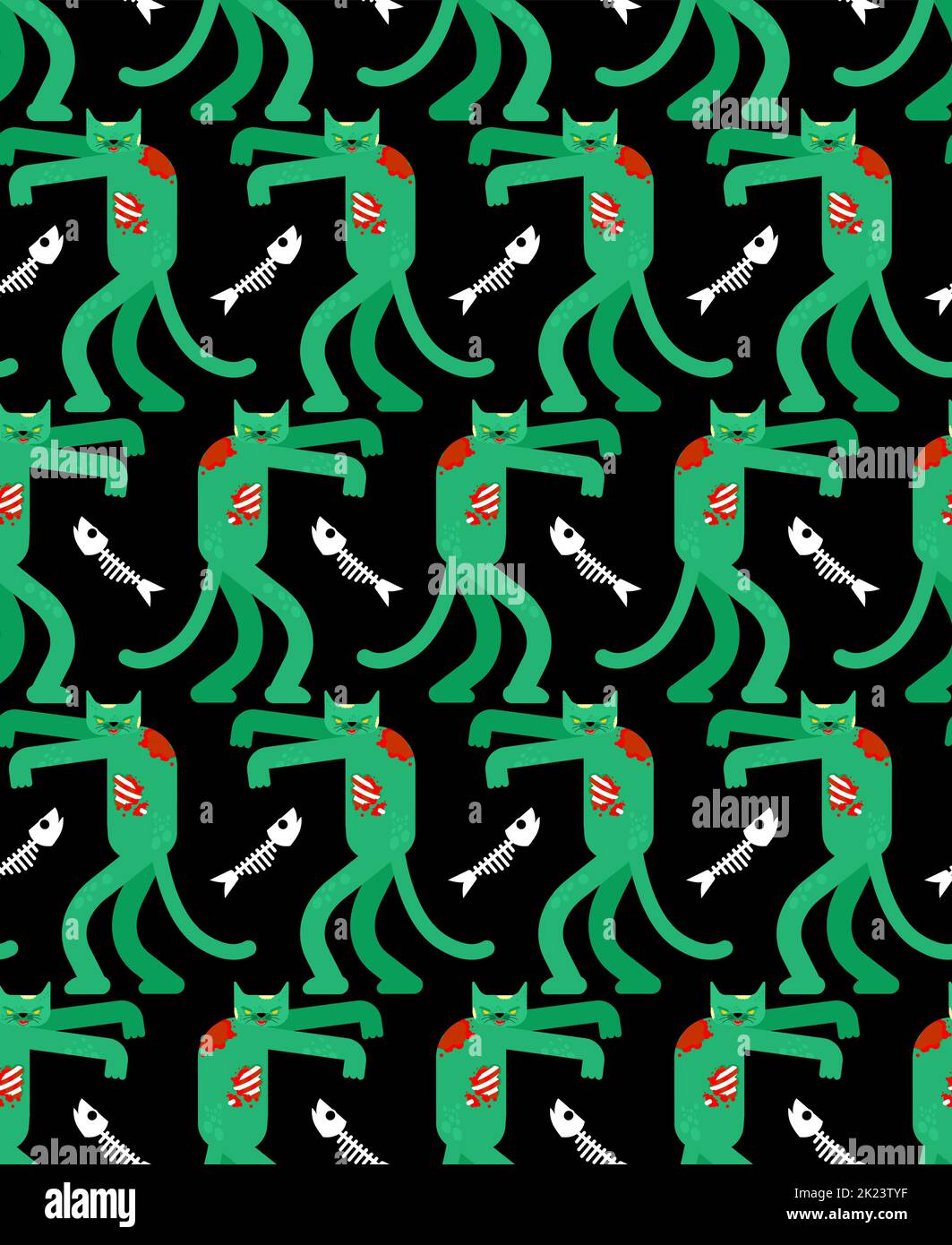 Zombie cat pattern seamless. Zombi pet background. Vector texture Stock ...