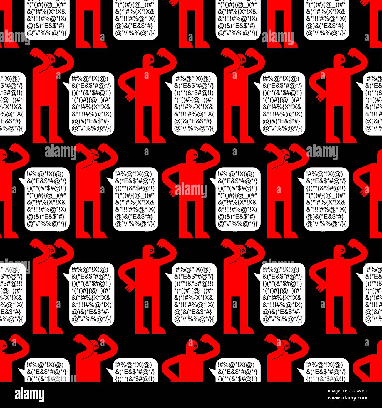 Man screams profanity concept pattern seamless. Man swears and calls ...