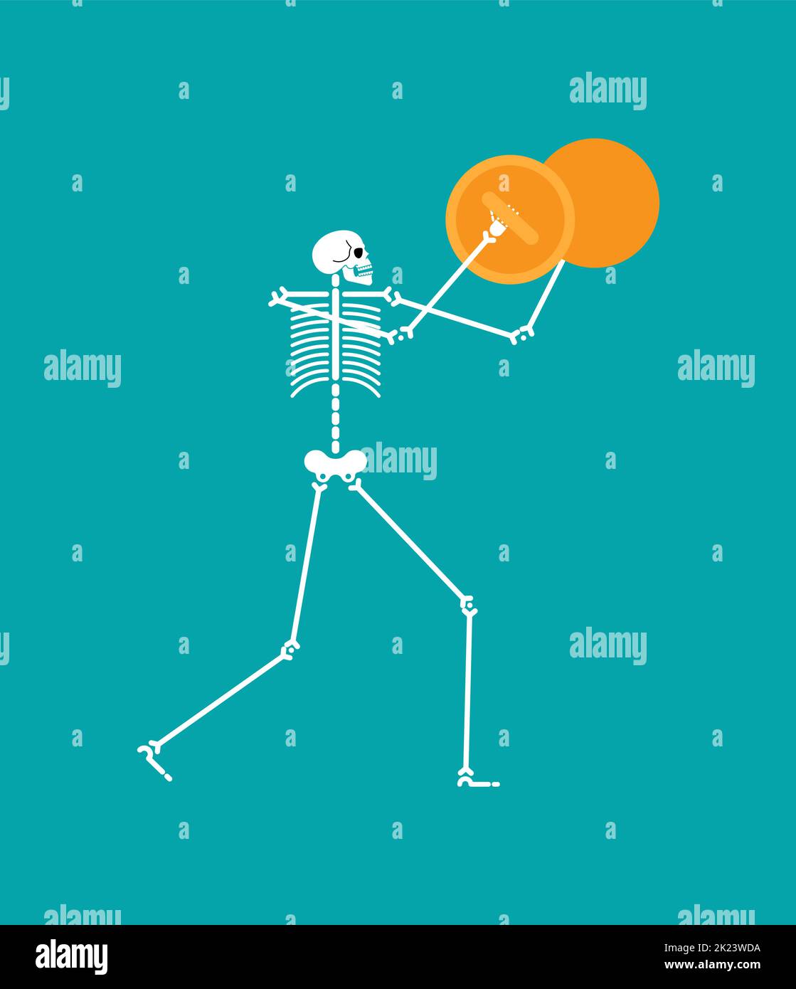 Skeleton musician with cymbals. Death Orchestra. Vector illustration ...