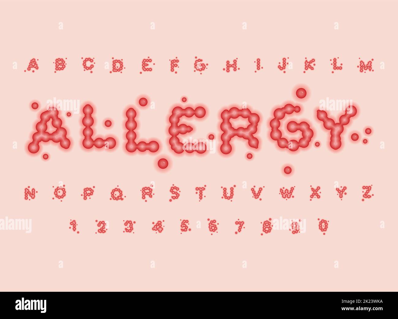 Allergy font. Pimple letters. Acne letters. ABC whelk. pustule alphabet ...