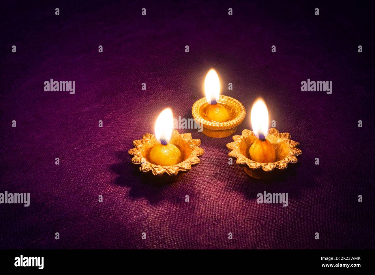 Clay diya oil lamps light during deepavali celebration hi-res stock ...