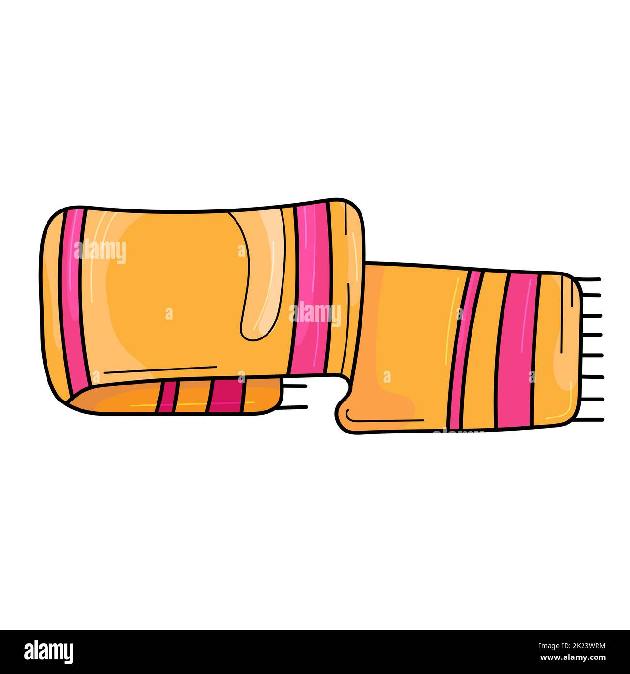 Yellow or orange striped wool scarf. Scarves and shawls single icon in ...