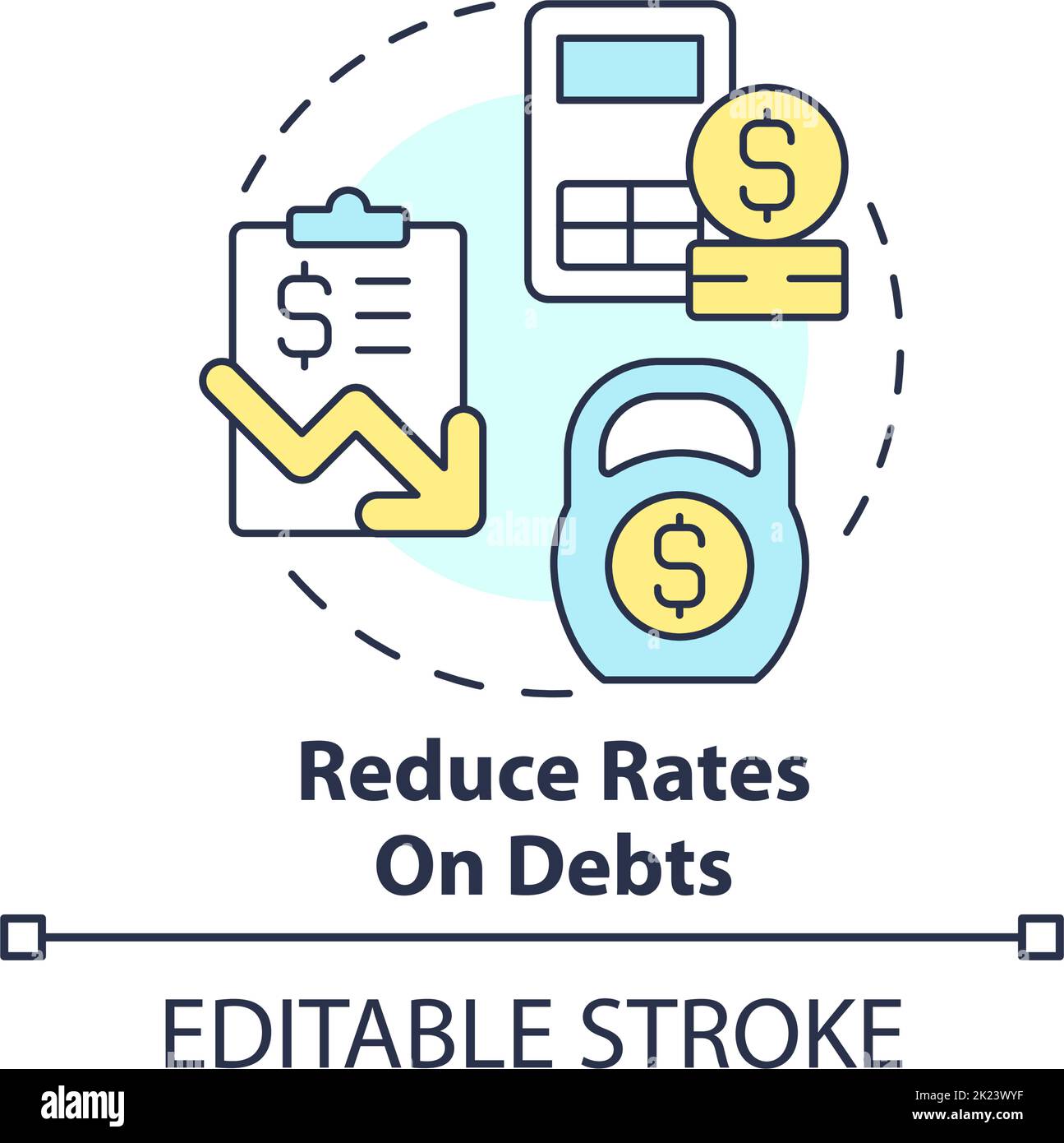 Reduce rates on debts concept icon Stock Vector Image & Art - Alamy