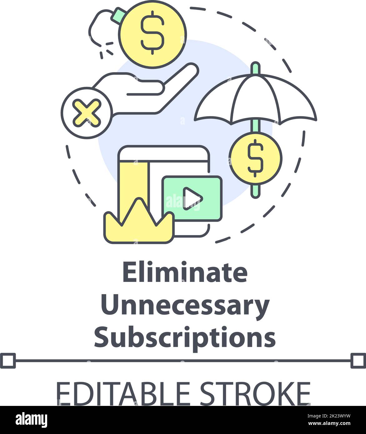 Eliminate unnecessary subscriptions concept icon Stock Vector Image ...
