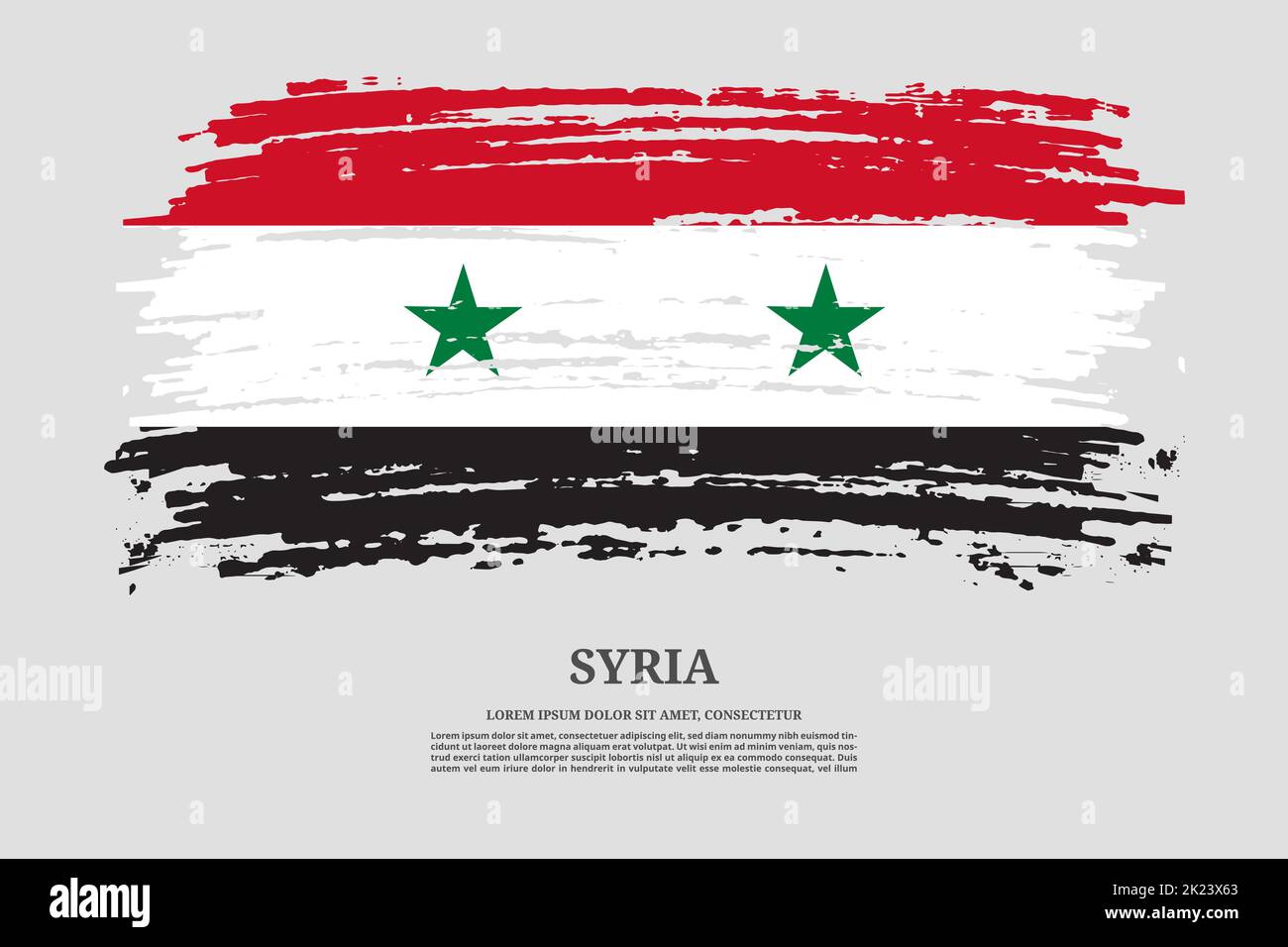 Syria flag with brush stroke effect and information text poster, vector ...