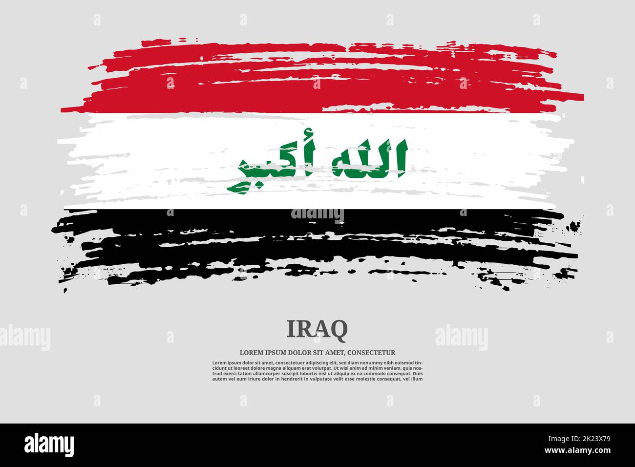 Iraq flag with brush stroke effect and information text poster, vector ...