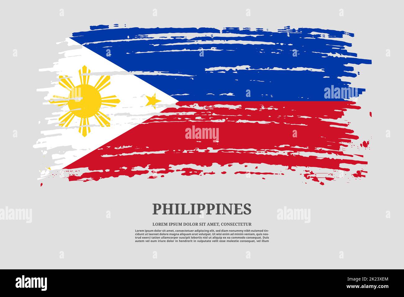 Philippines flag with brush stroke effect and information text poster ...