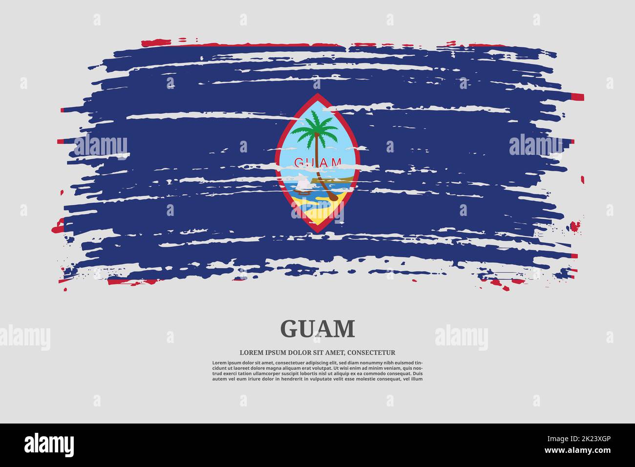 Guam flag with brush stroke effect and information text poster, vector ...