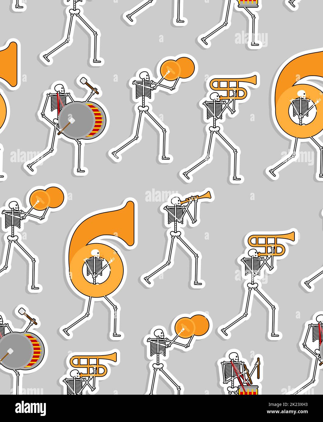Skeleton music band pattern seamless. Skeletons musicians orchestra ...
