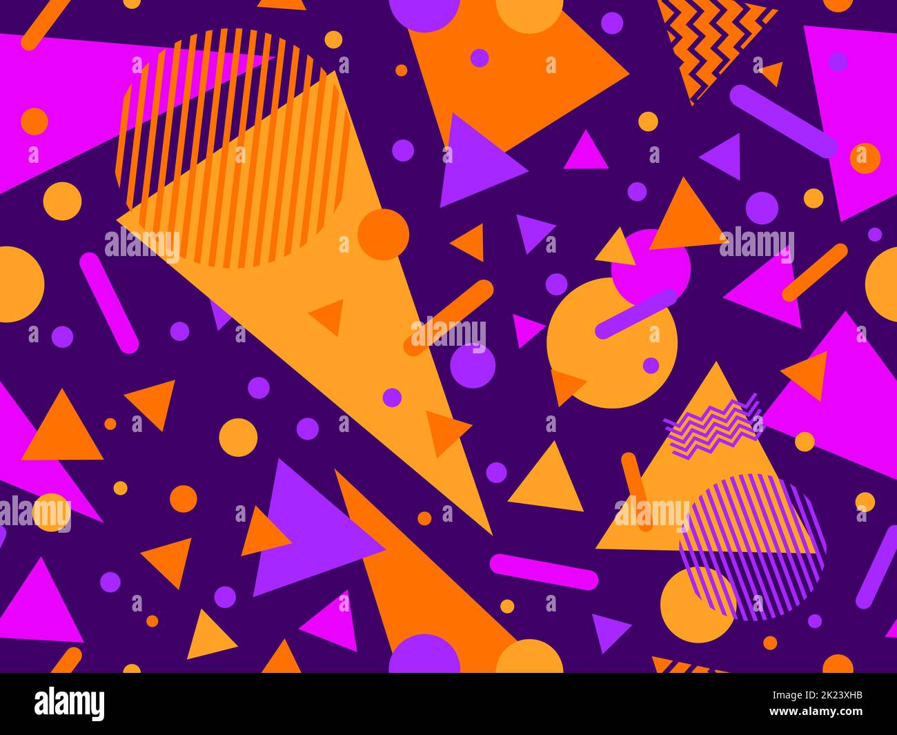 Memphis seamless pattern with geometric shapes in 80s style. Halloween ...