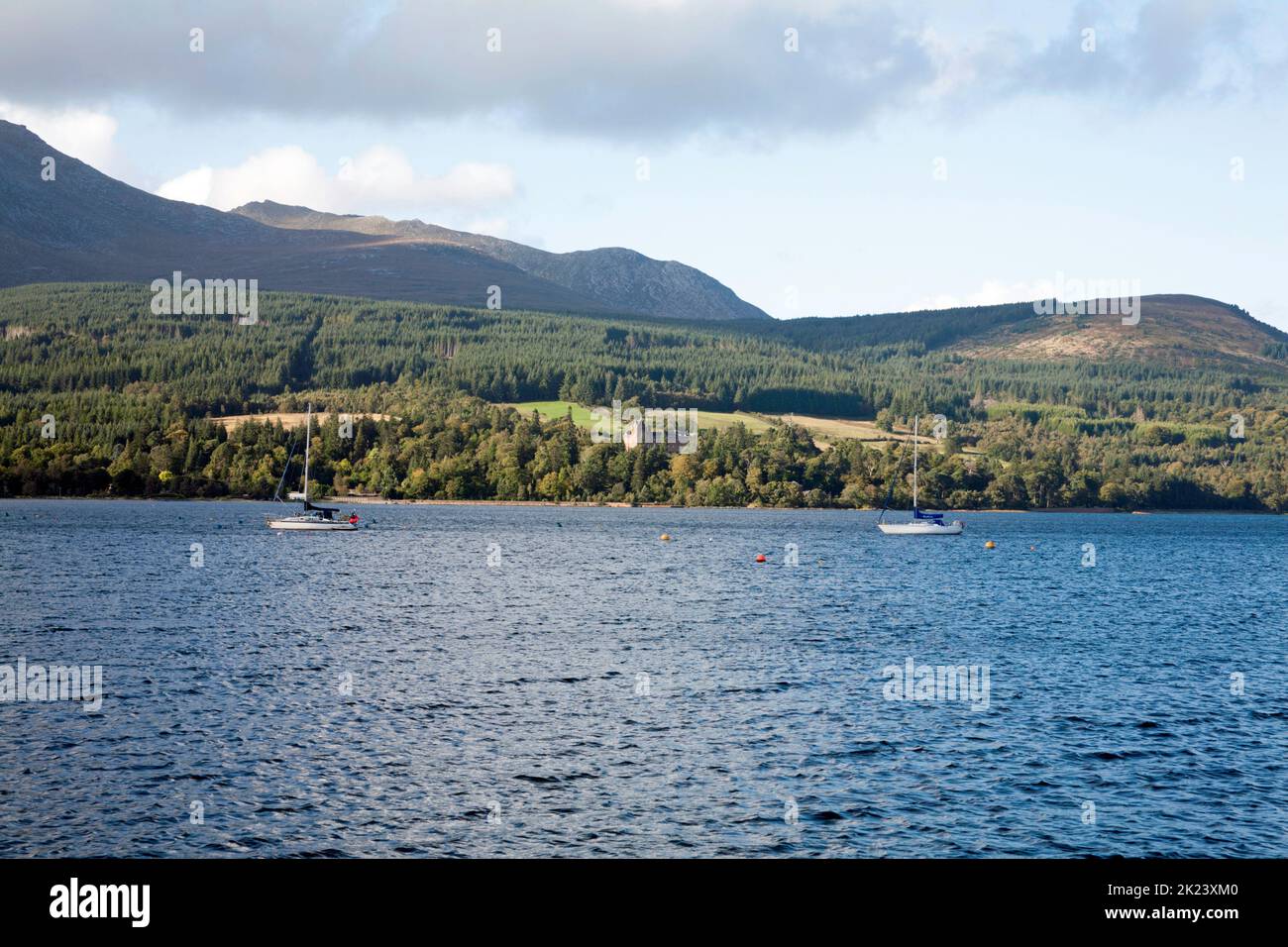 Brodick Castle Country Park viewed across Brodick Bay from Brodick ...