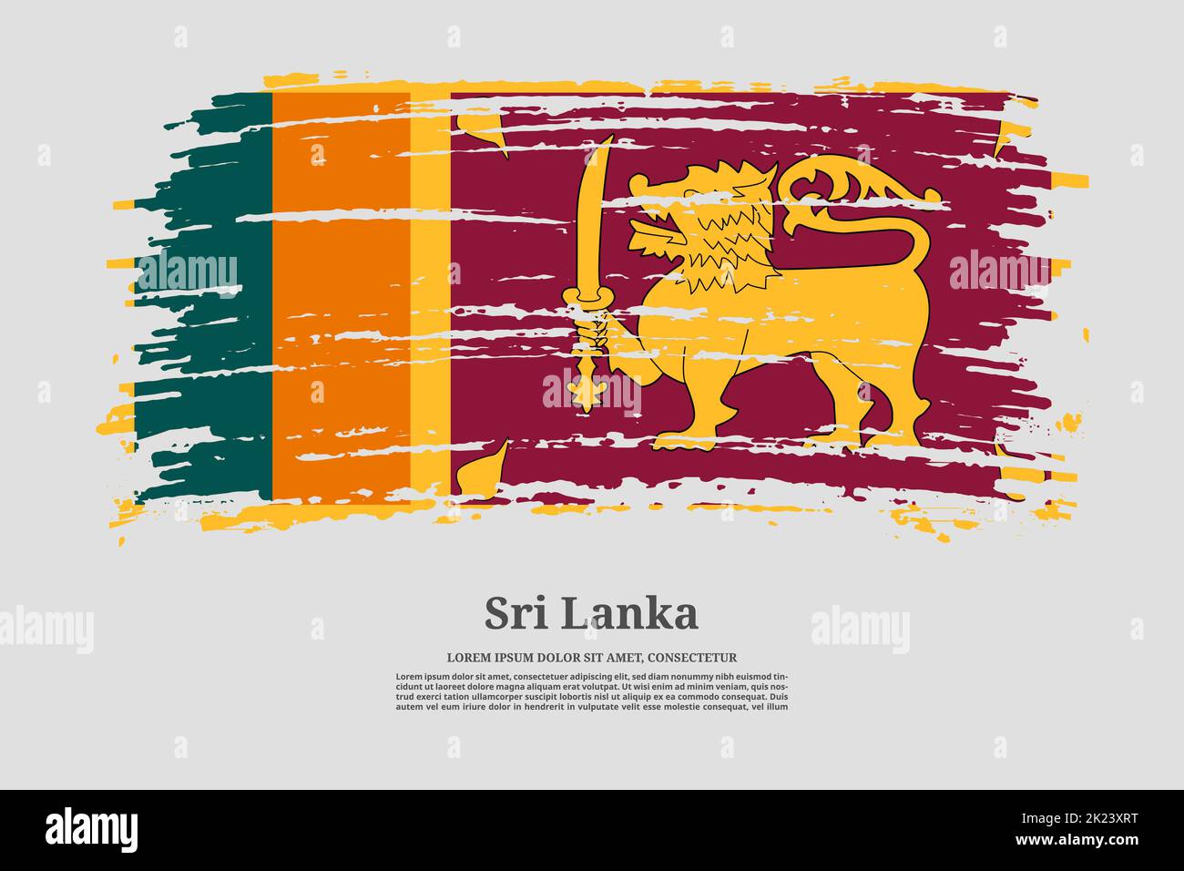 Sri Lanka flag with brush stroke effect and information text poster ...