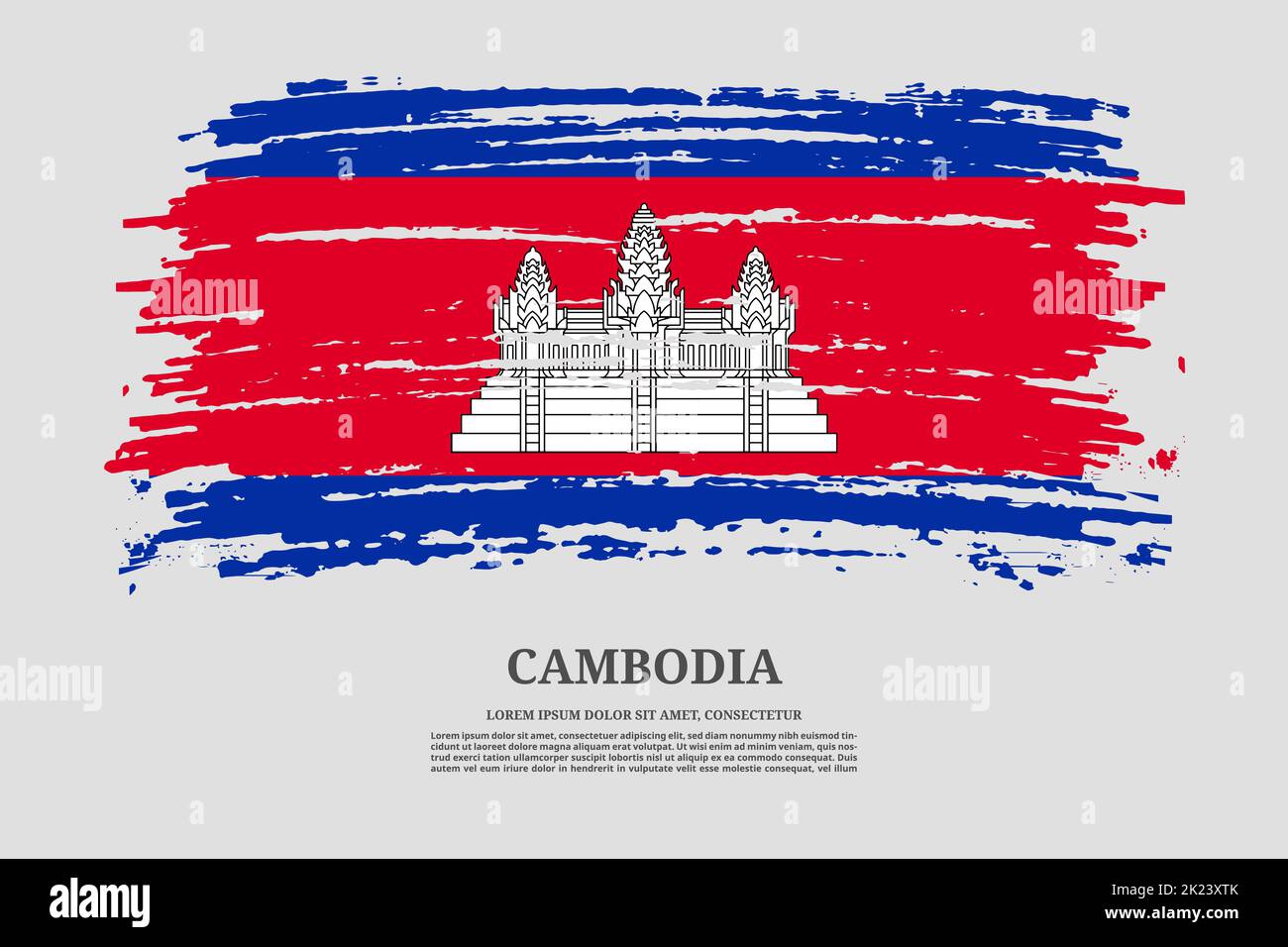 Cambodia flag with brush stroke effect and information text poster ...