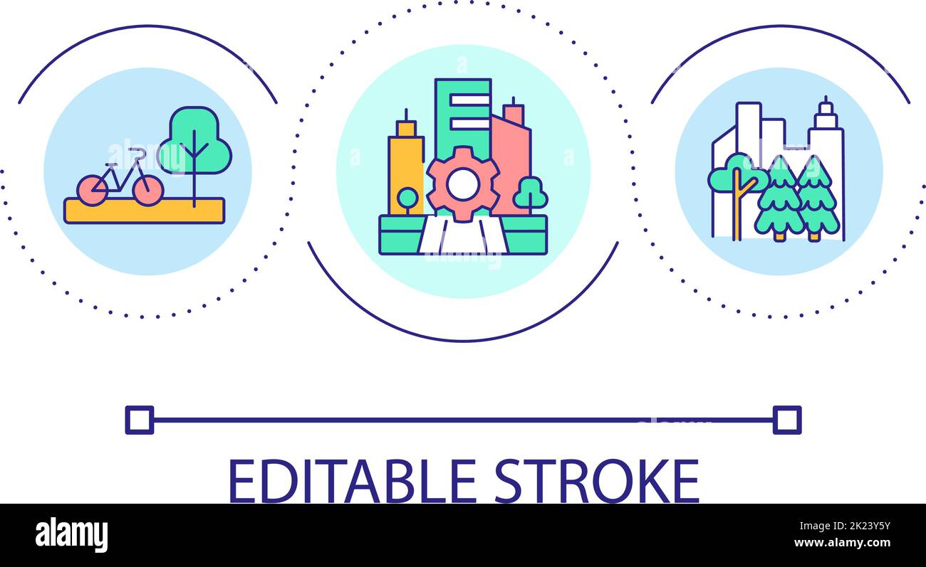 Different purpose areas in city loop concept icon Stock Vector Image ...