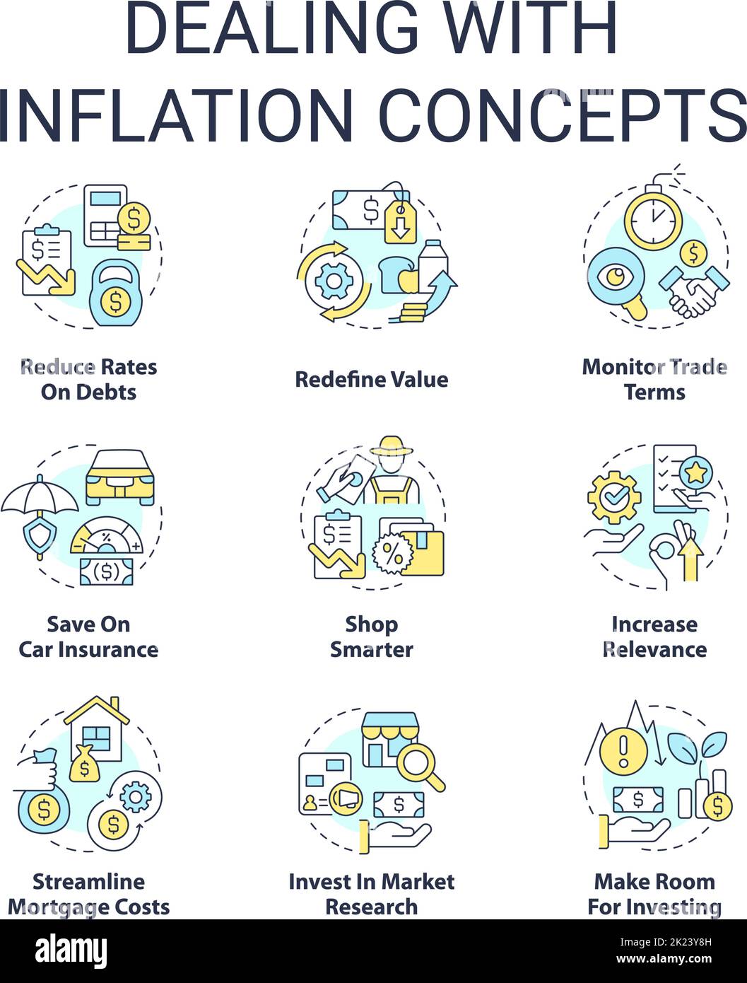 Dealing with inflation concept icons set Stock Vector Image & Art - Alamy