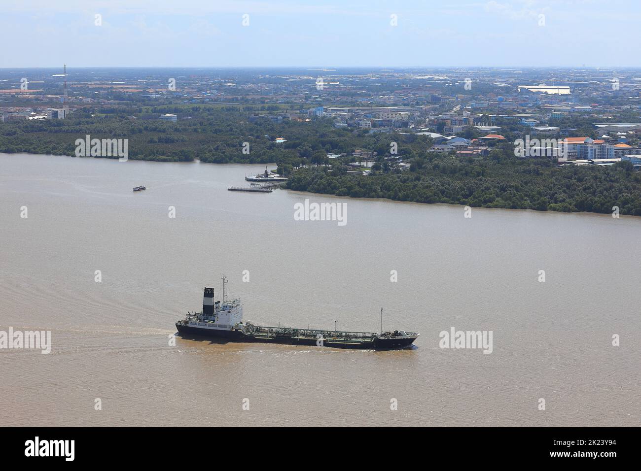 Logistics and shipping transportation on river, Oil gas tanker and ...