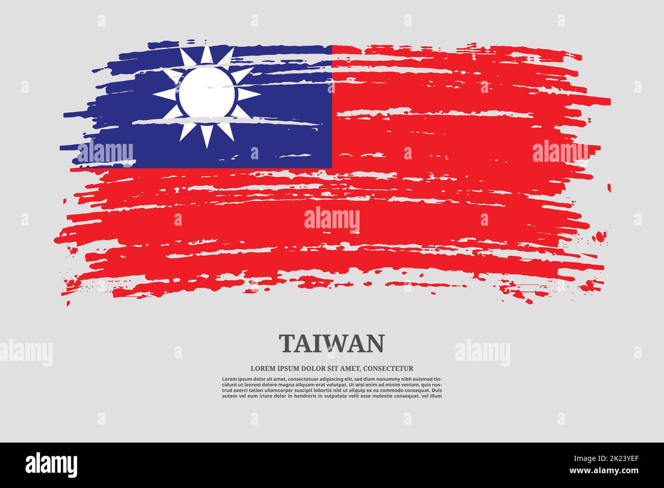 Taiwan flag with brush stroke effect and information text poster ...