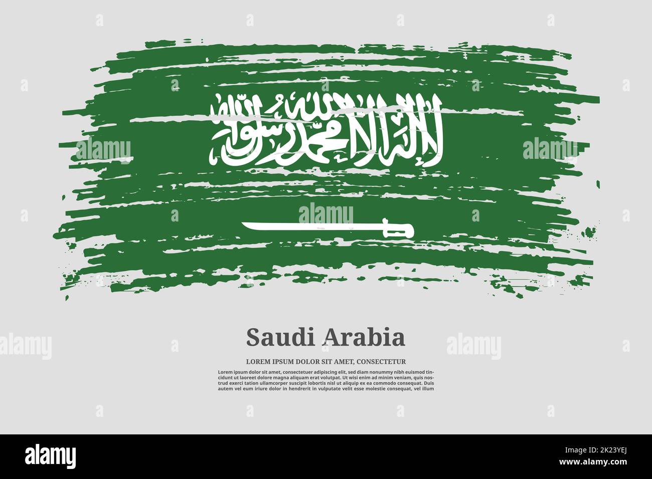 Saudi Arabia flag with brush stroke effect and information text poster ...