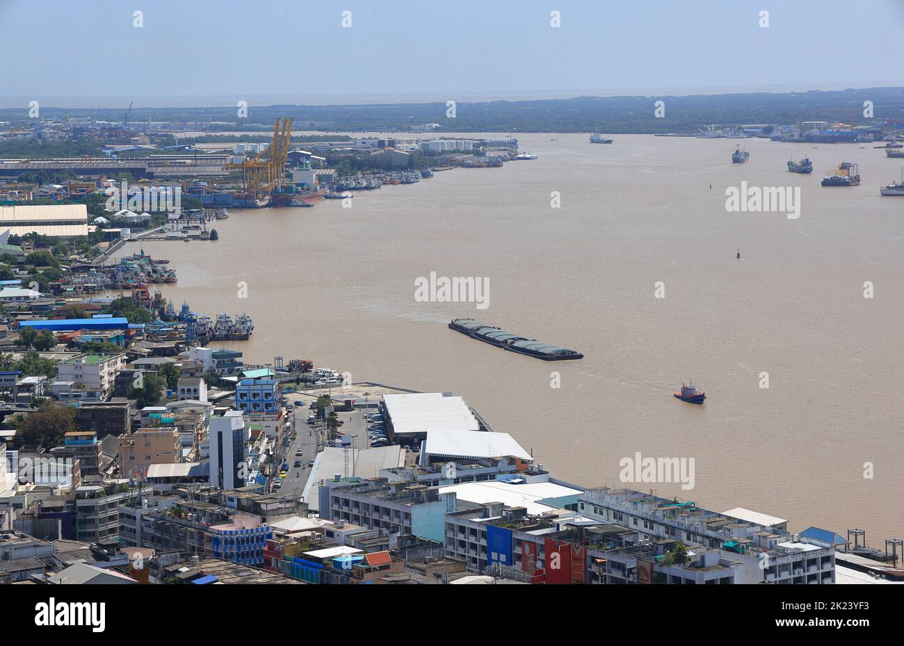 Logistics and shipping transportation on river, Oil gas tanker and ...