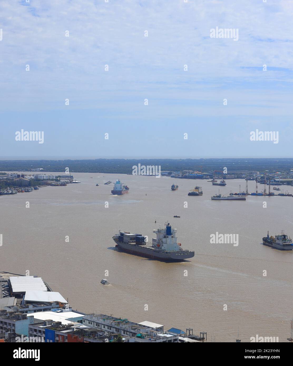 Logistics and shipping transportation on river, Oil gas tanker and ...