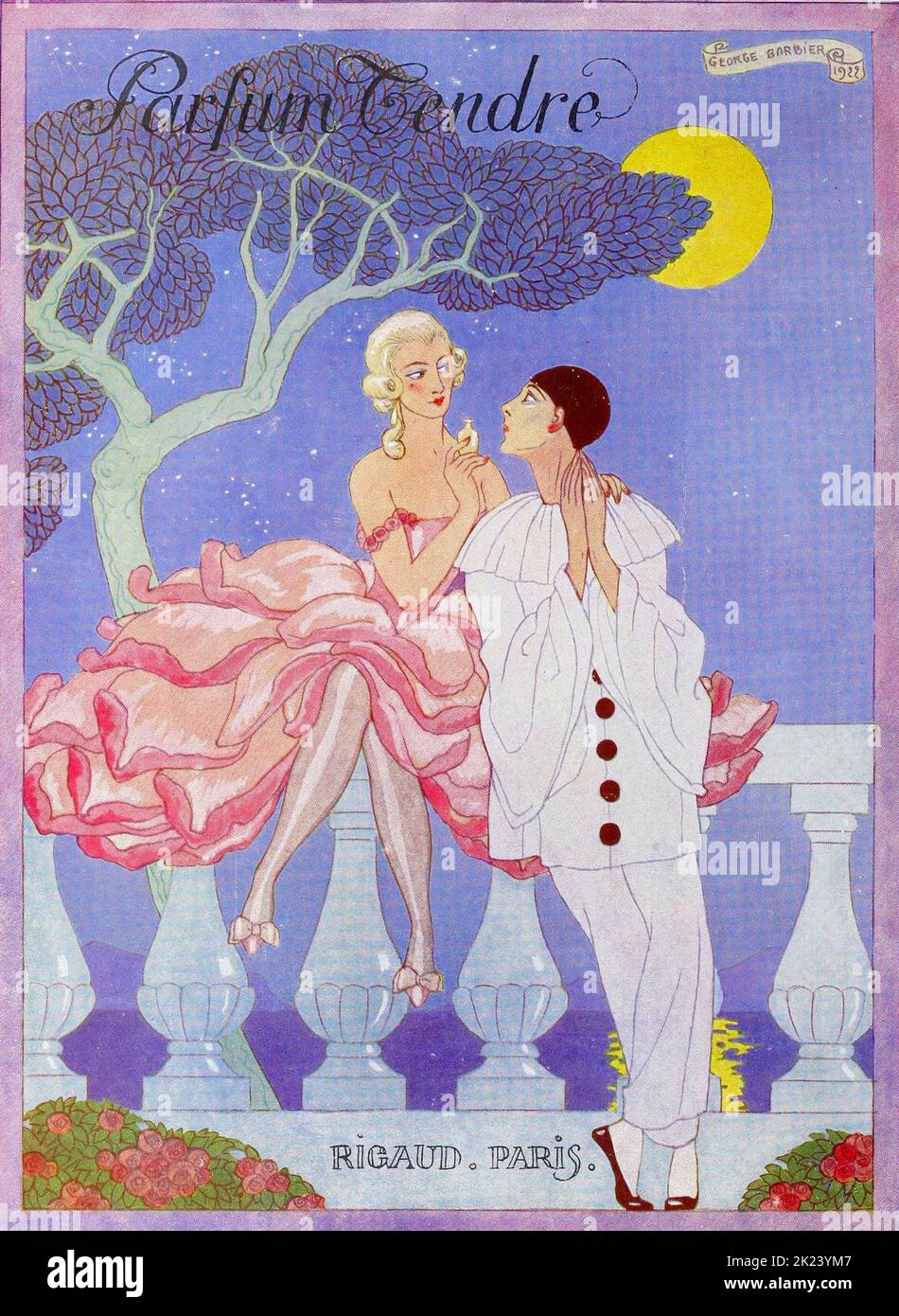 George Barbier - Perfume Advertisment - Rigaud Paris - 1922 Stock Photo ...